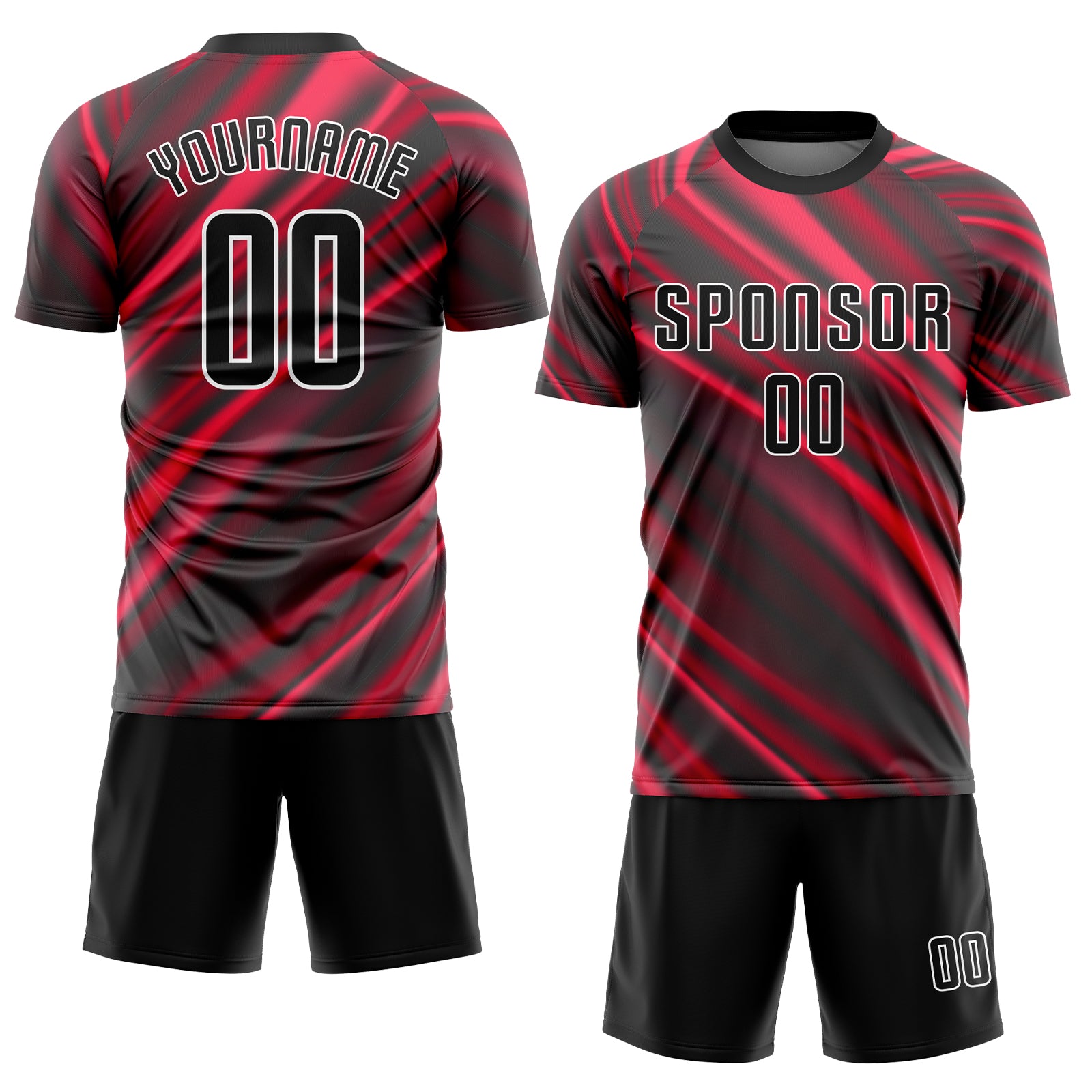 Custom Red Black-White Sublimation Soccer Uniform Jersey - Nation Fans